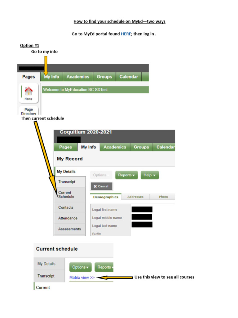 Student Instructions - MyEd Schedule (1) | PDF