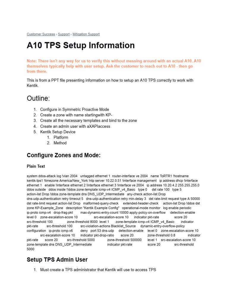 A10 Setup Information | PDF | Denial Of Service Attack | Computing