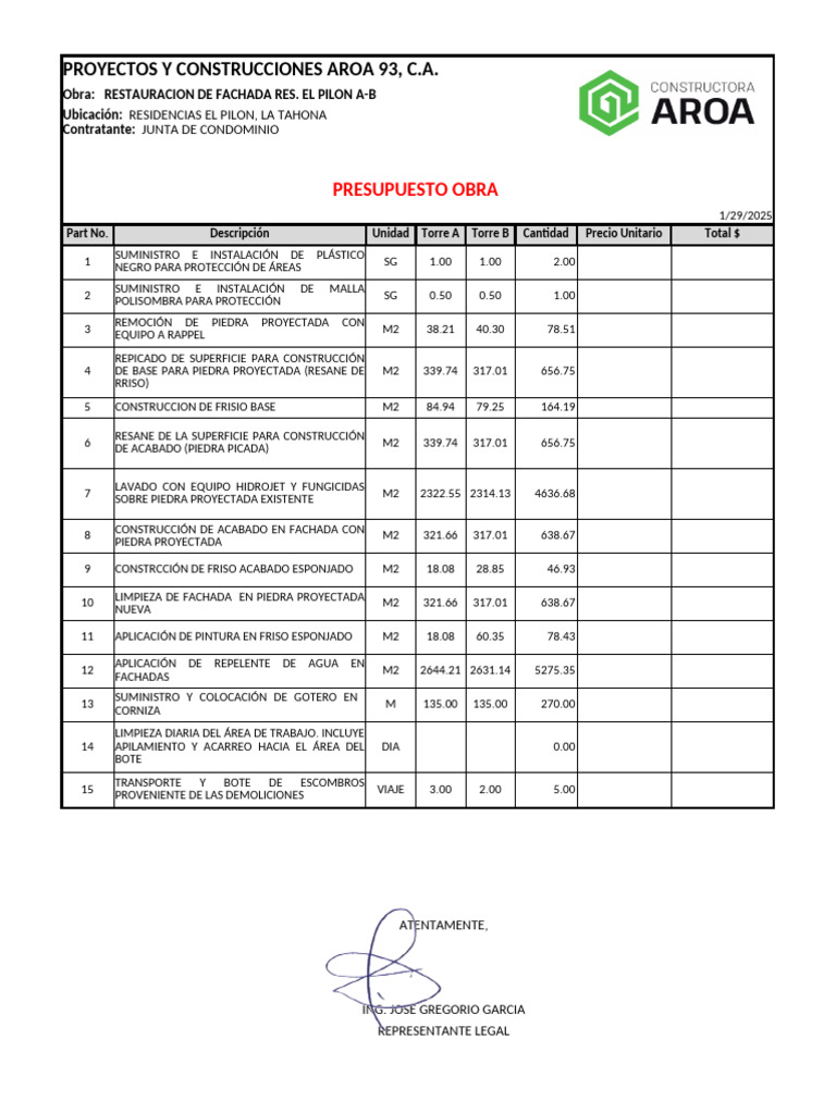 Ppto El Pilon 28.01.2025 Ing. Victor | PDF