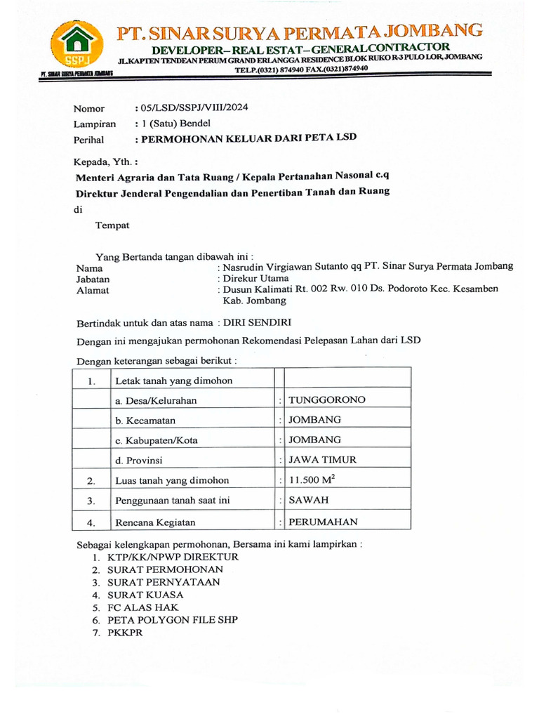 Surat Permohonan Keluar LSD Tunggorono Tahap 2 | PDF
