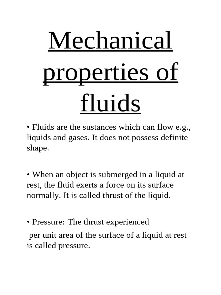 Mechanical Properties of Fluids2 | PDF | Pressure | Liquids