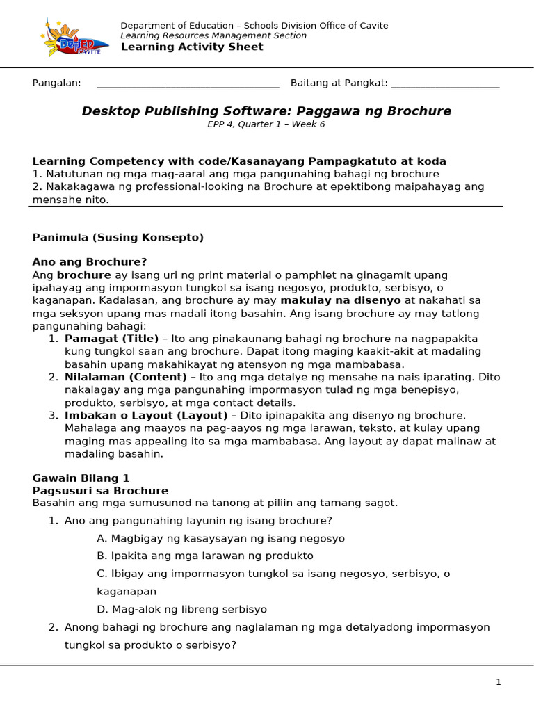 Las-Epp 4 Qtr1wk6 | PDF