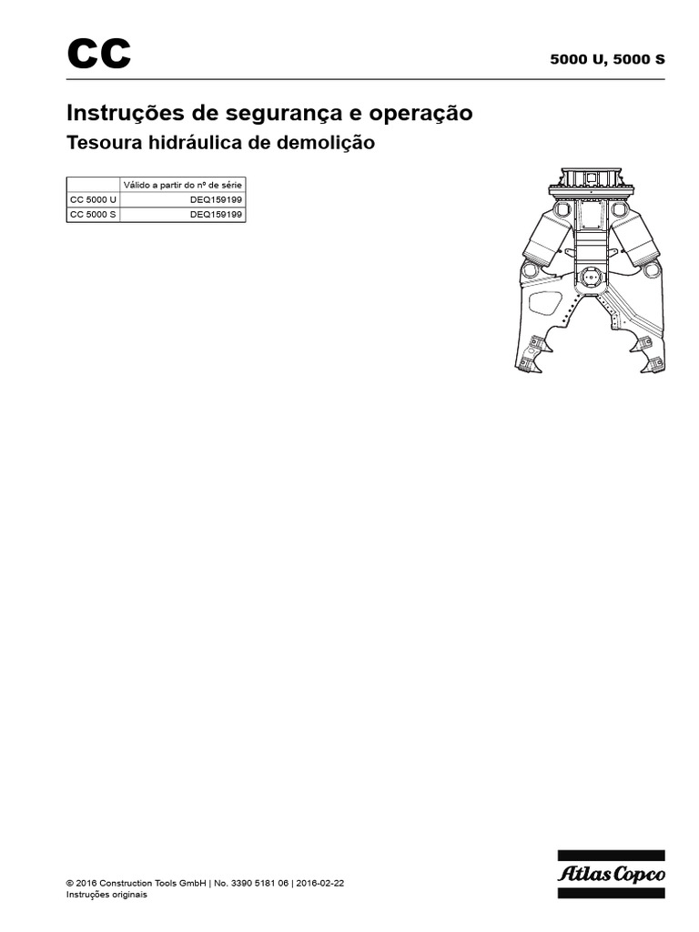 Instruções de Segurança CC 5000 U/S | PDF | Tesouras | Válvula