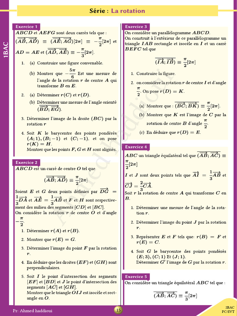 Rotation Exercices | PDF