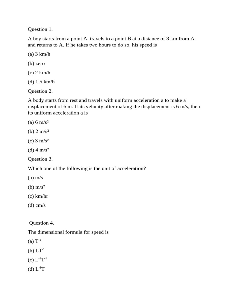 NEET 11th | PDF | Speed | Acceleration