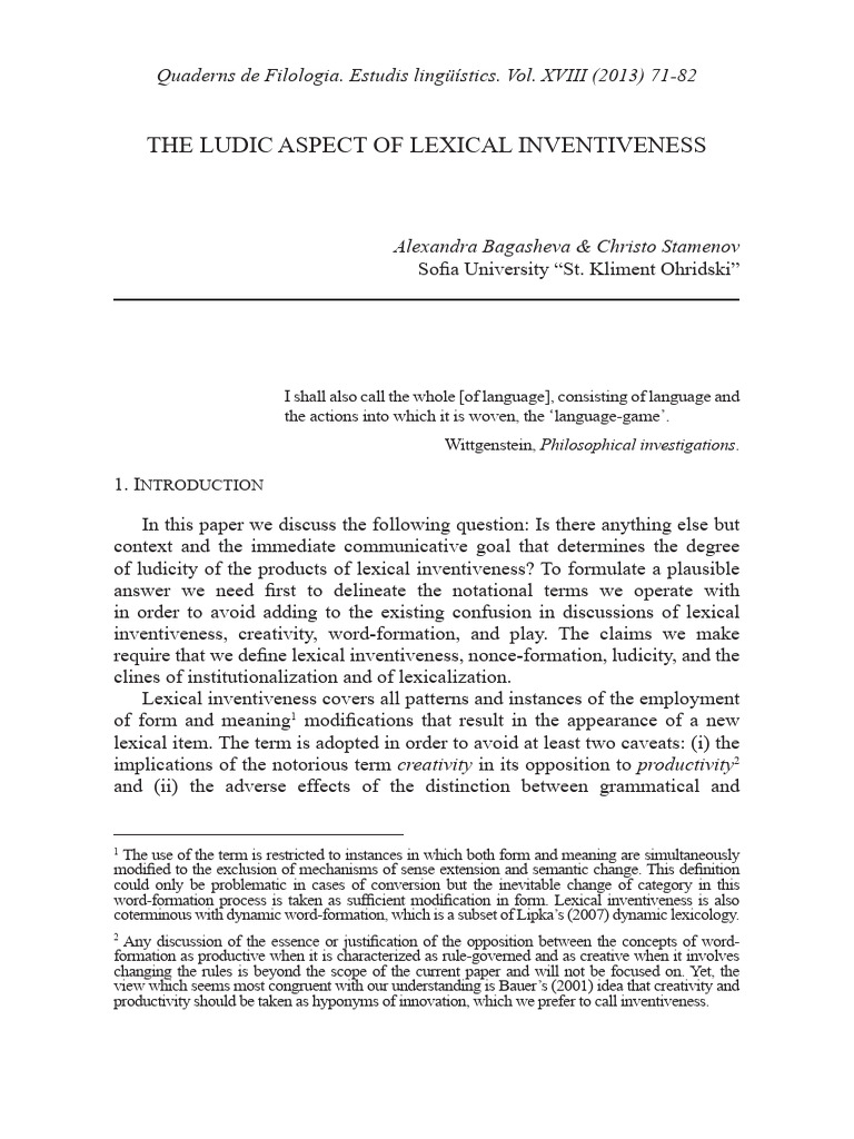 Ludicity in Lexical Inventiveness | PDF | Word | Creativity