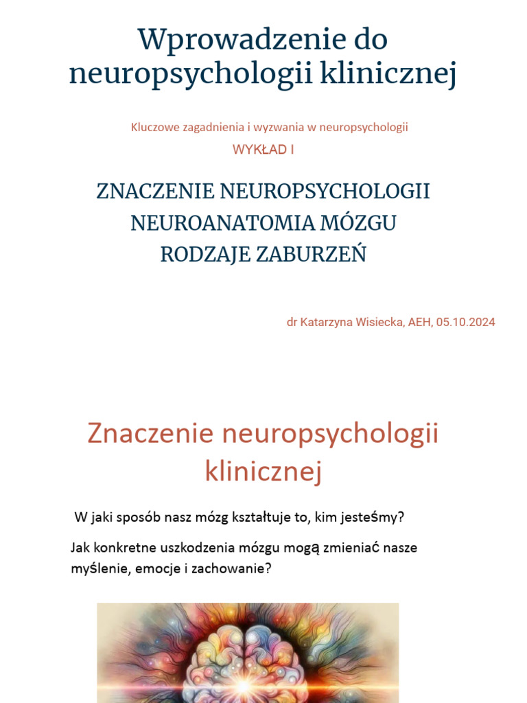 Wykład Neuro1 | PDF
