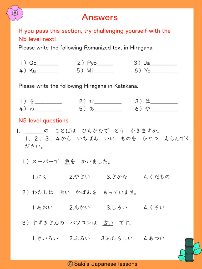 Japanese Level Check Test | PDF