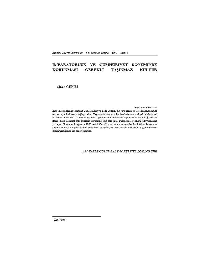 M Sinan Genim, “İmparatorluk ve Cumhuriyet döneminde korunması gerekli ...