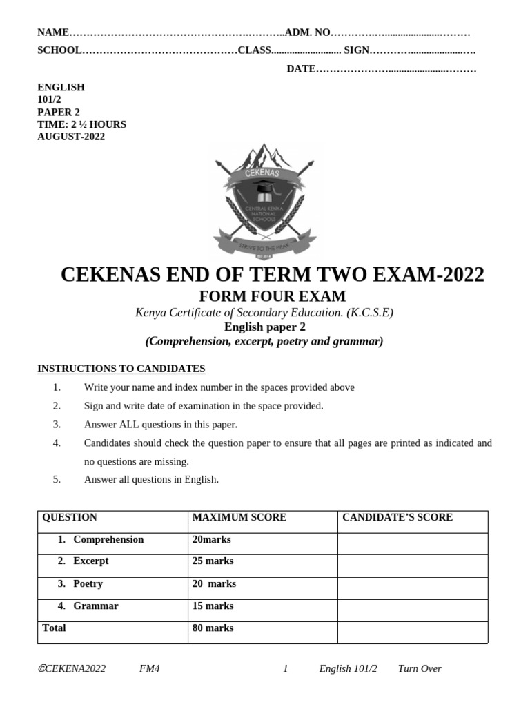 English-paper-2-form-4 | PDF