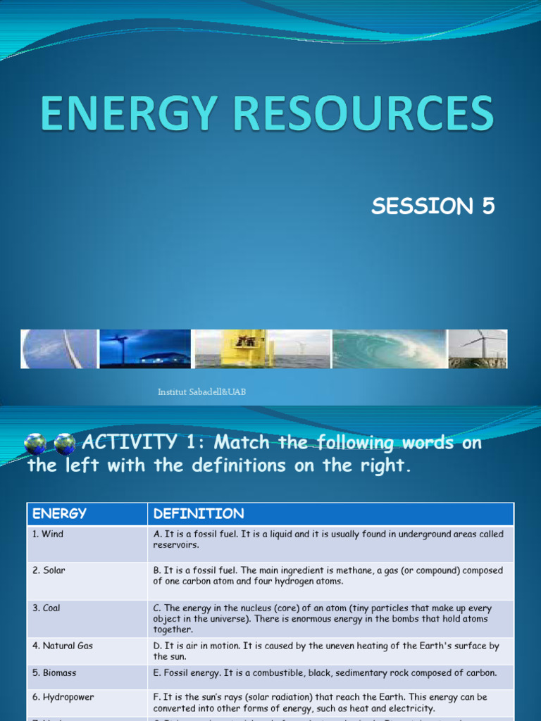 Session5 Energyresourcesppt | PDF | Fuels | Atoms