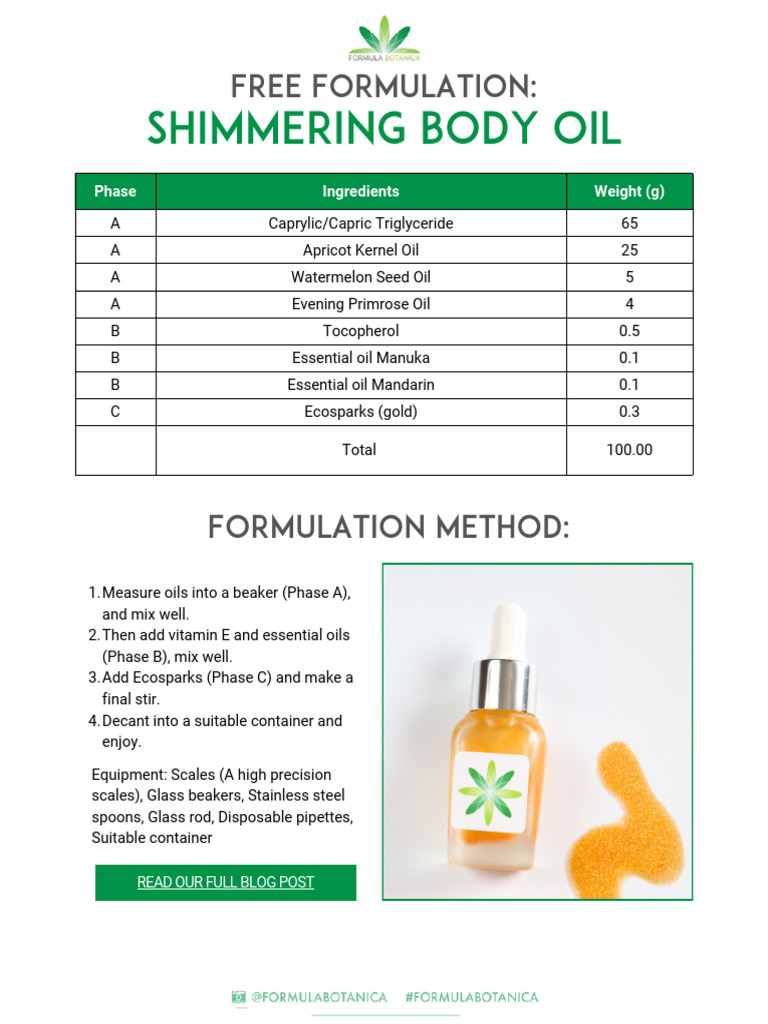 Free Body Oil Formulation Guide | PDF