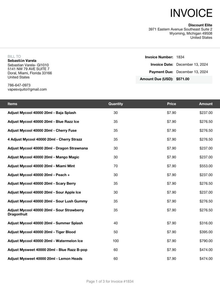 Invoice 1834 2024-12-13 | PDF | Edible Plants | Edible Fruits