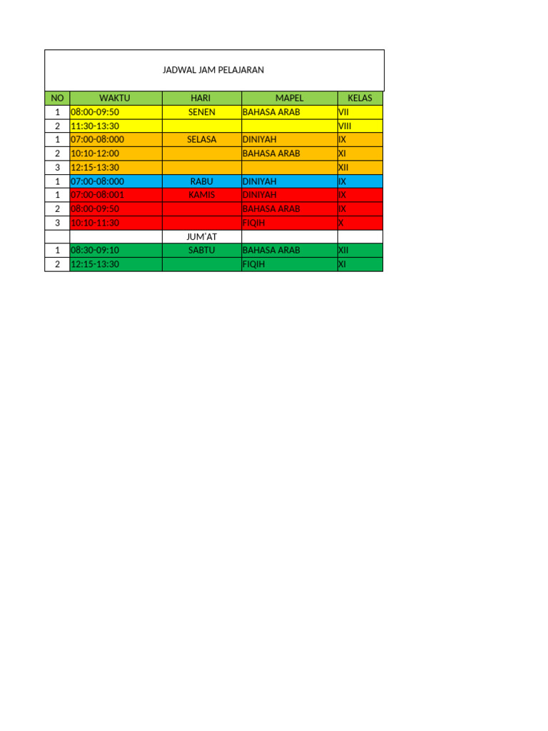 JADWAL | PDF