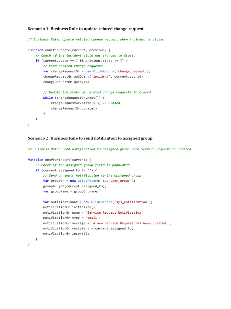 Scenario Based ServiceNow Interview Questions - Solutions | PDF | Software | Computing