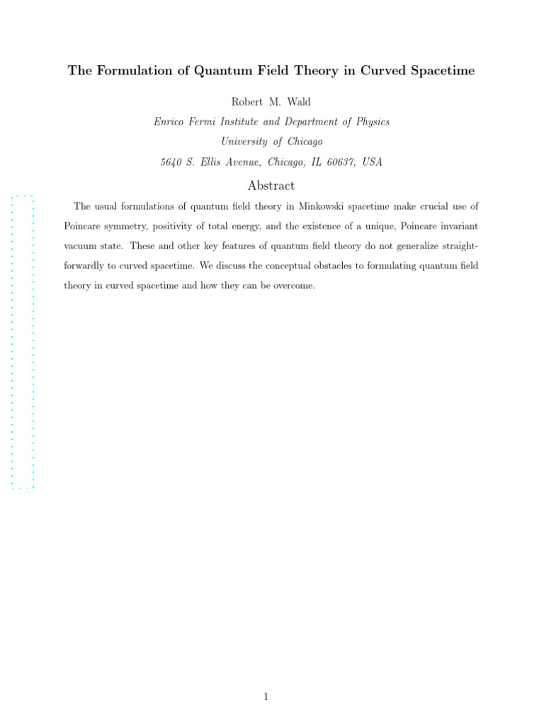 Quantum Field Theory in Curved Spacetime | PDF | Quantum Field Theory ...