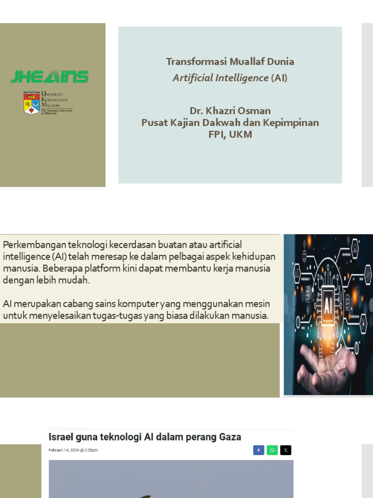 01-PEMBENTANGAN TRANSFORMASI MUALLAF DUNIA AI OLEH DR KHAZRI UKM | PDF