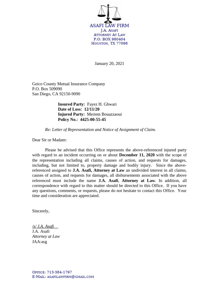 21-0119 Letter of Rep-Geico | PDF