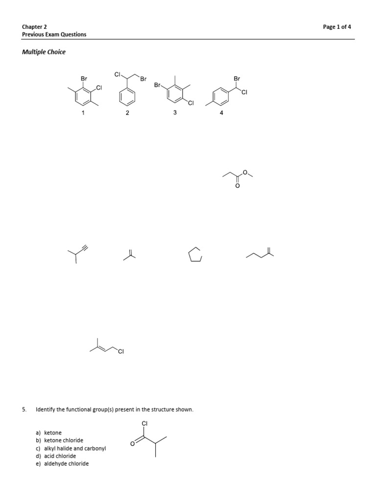 OCHEM 1 Practice Exam Chapter 1 | PDF | Molecules | Amine