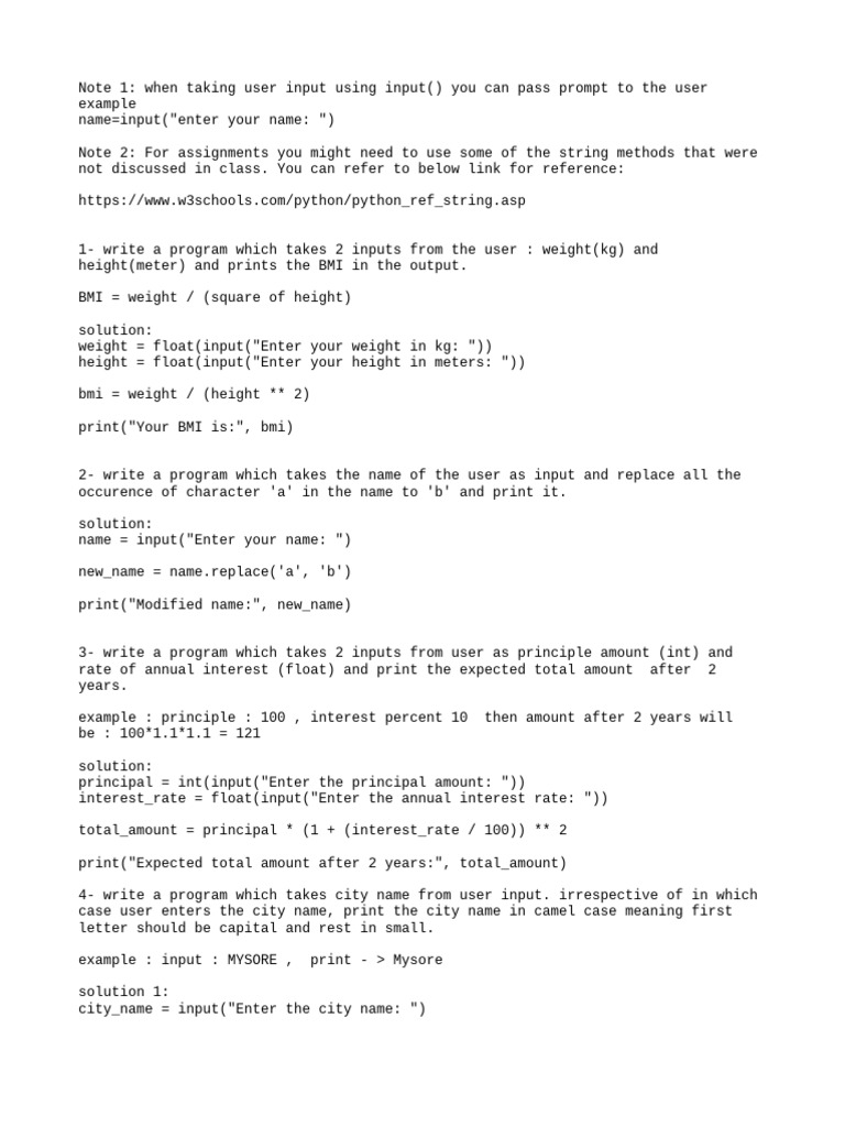 DAY1 Assignments Solutions | PDF | Body Mass Index | Interest