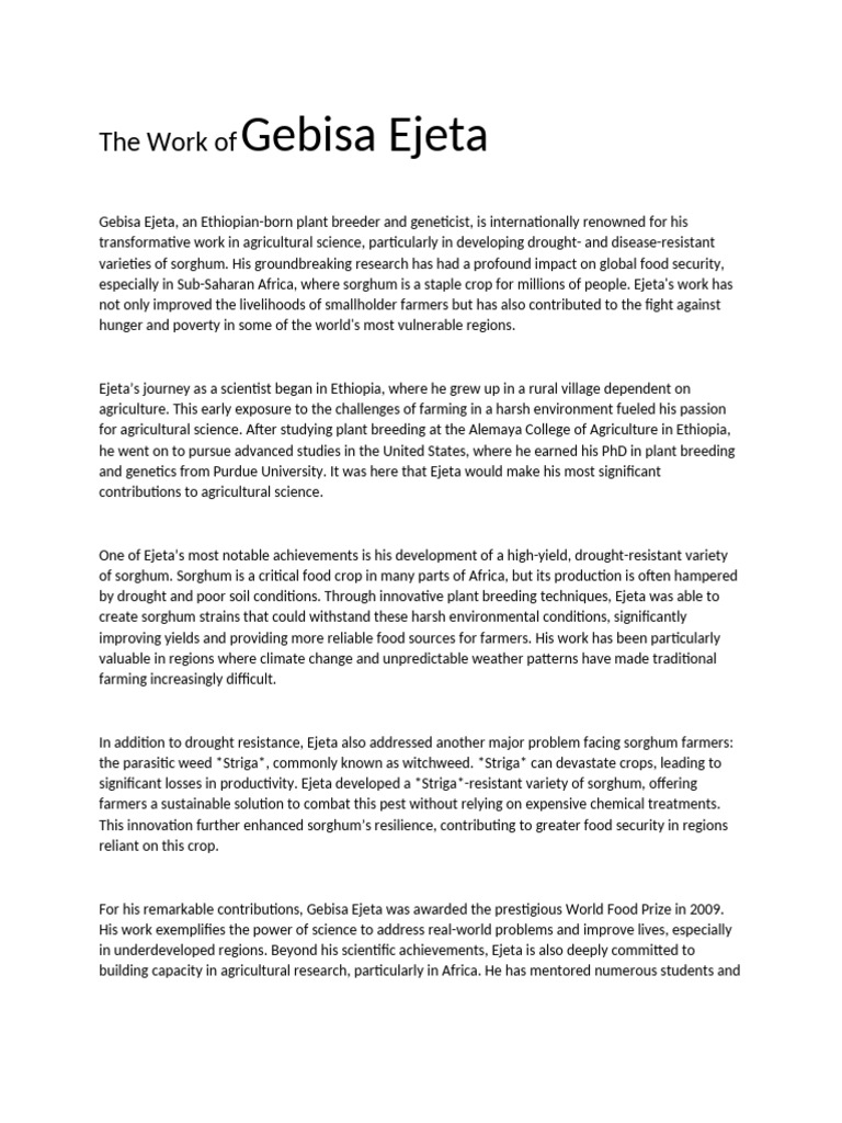 Gebisa Ejeta | PDF | Agriculture | Food Security