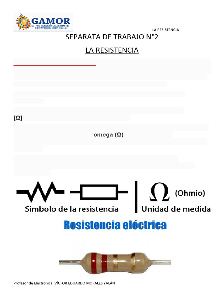 Tipos y Unidades de Resistencia Eléctrica | PDF | Resistor ...