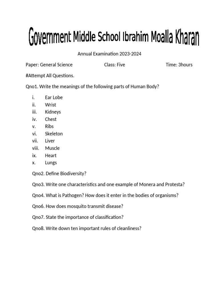 Class Five Science | PDF