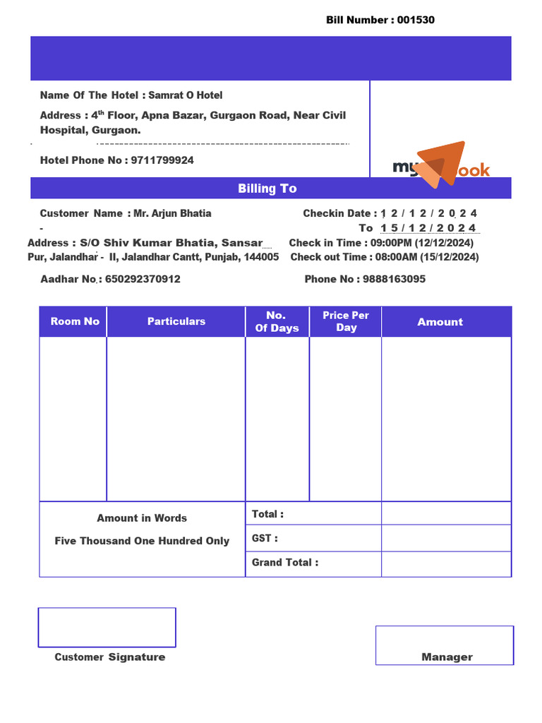 Hotel Bill | PDF