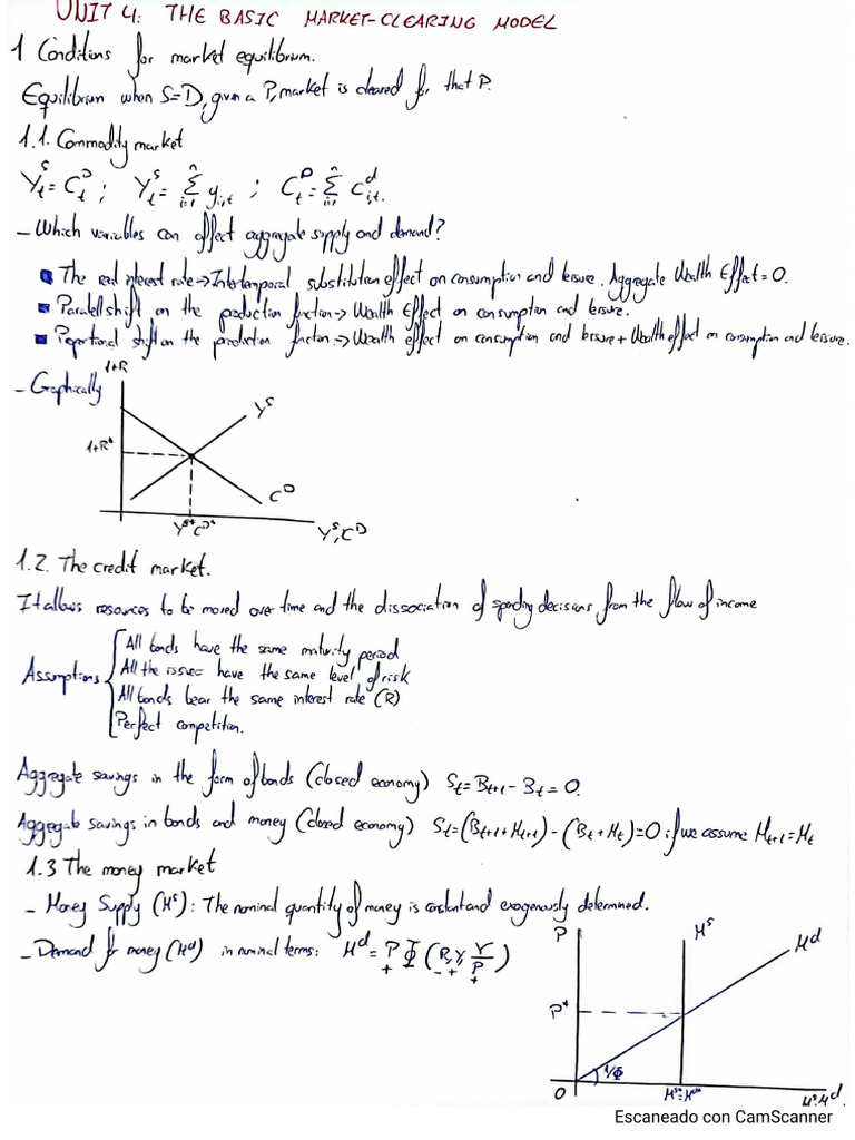 Unit 4 - The Basic Market Clearing Model | PDF