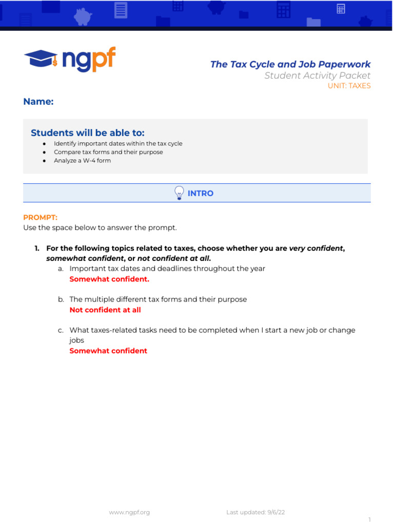 Tax Cycle and W-4 Guidance | PDF | Irs Tax Forms | Employment