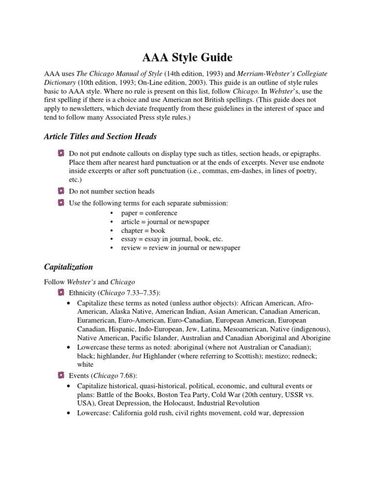 AAA Style Guide | PDF