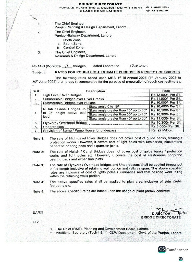 Bridge Rates for 1st Half 2025 | PDF