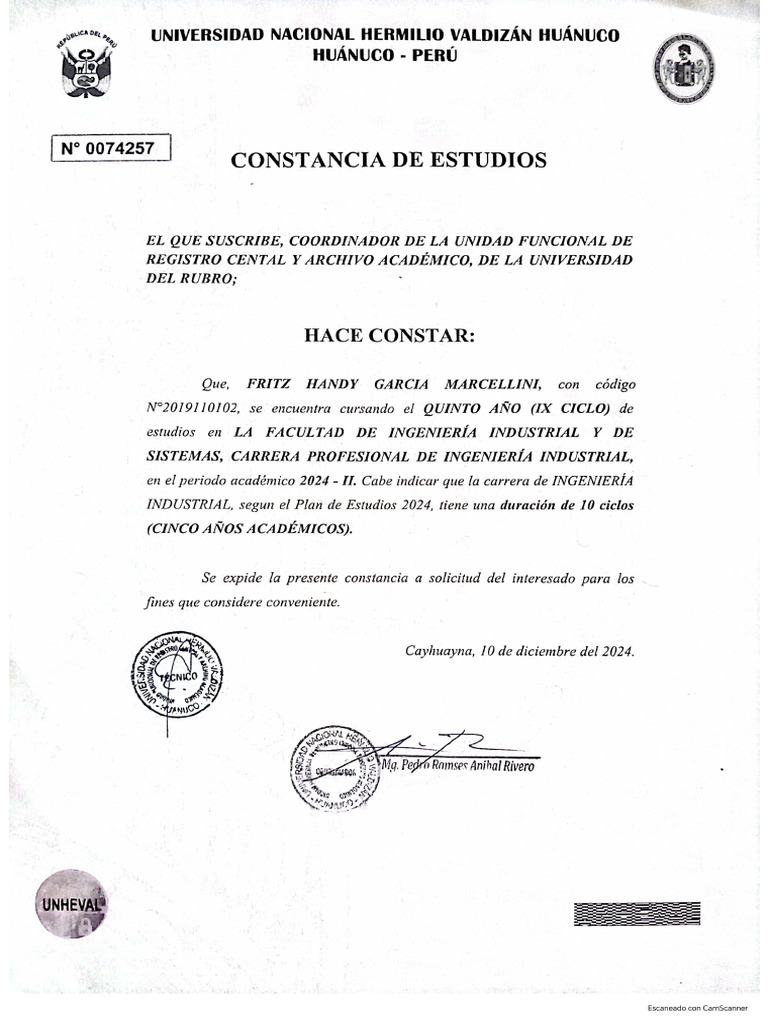 Constancia de Estudio | PDF