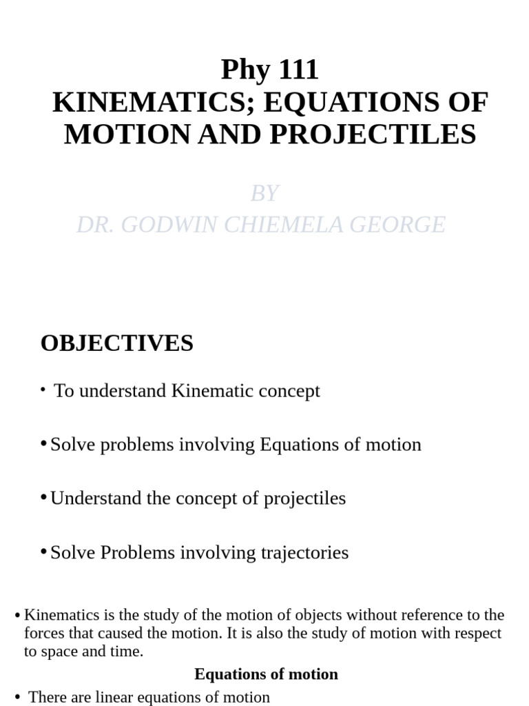 Kinematics and Projectile Motion Guide | PDF | Projectiles | Physics