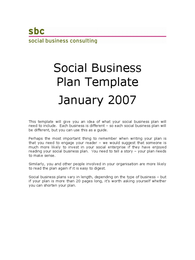 Social Business Plan Template | PDF | Business Plan | Supply Chain