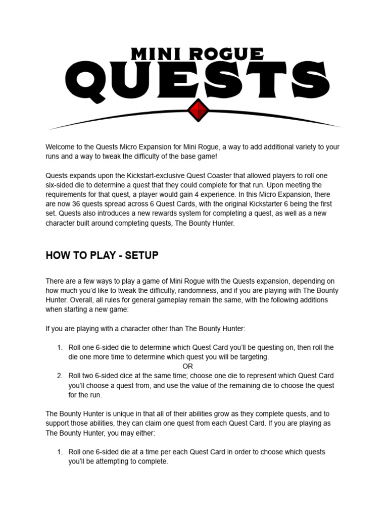 Quests | PDF | Gaming | Tabletop Games