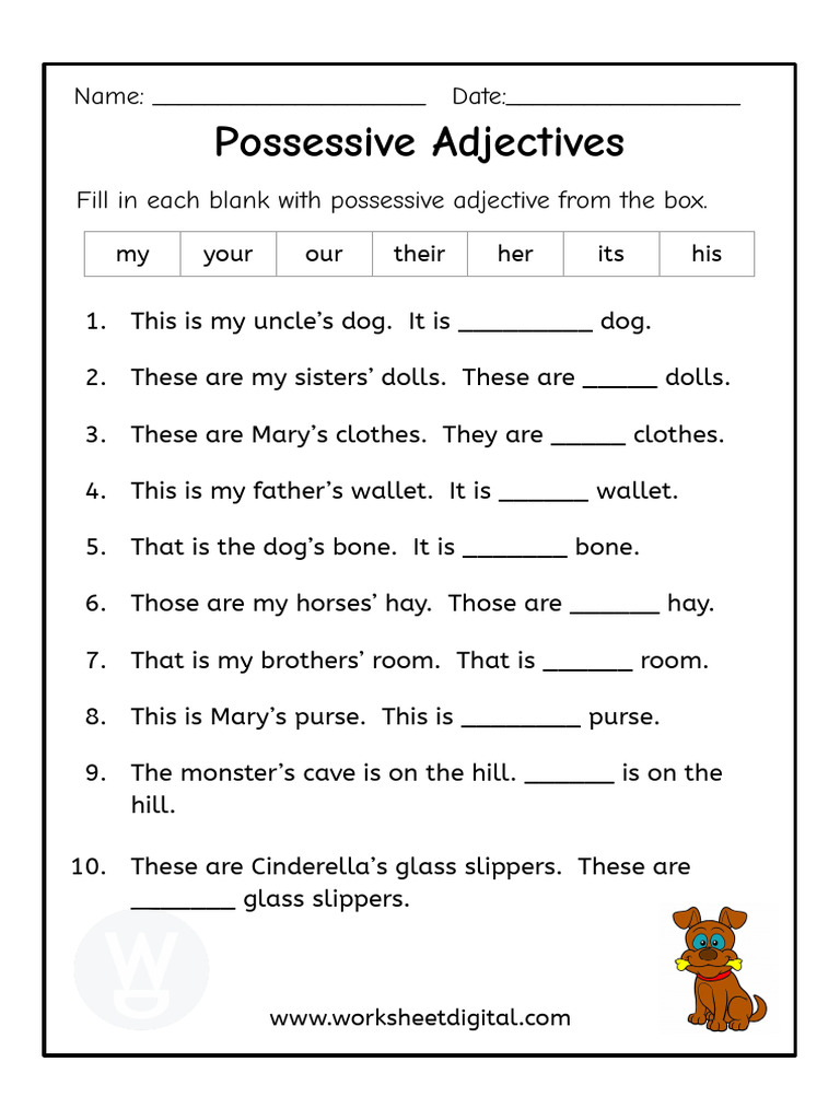 Https:worksheetdigital - Com:product:possessive Adjectives 2 | PDF