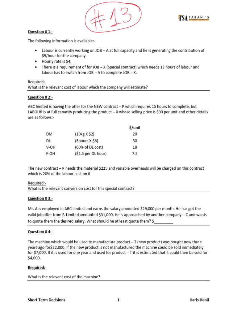 Short Term Decision-Making in Business | PDF | Business Economics ...
