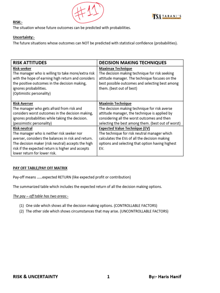 11)_ Risk_Uncertainty | PDF | Risk | Uncertainty