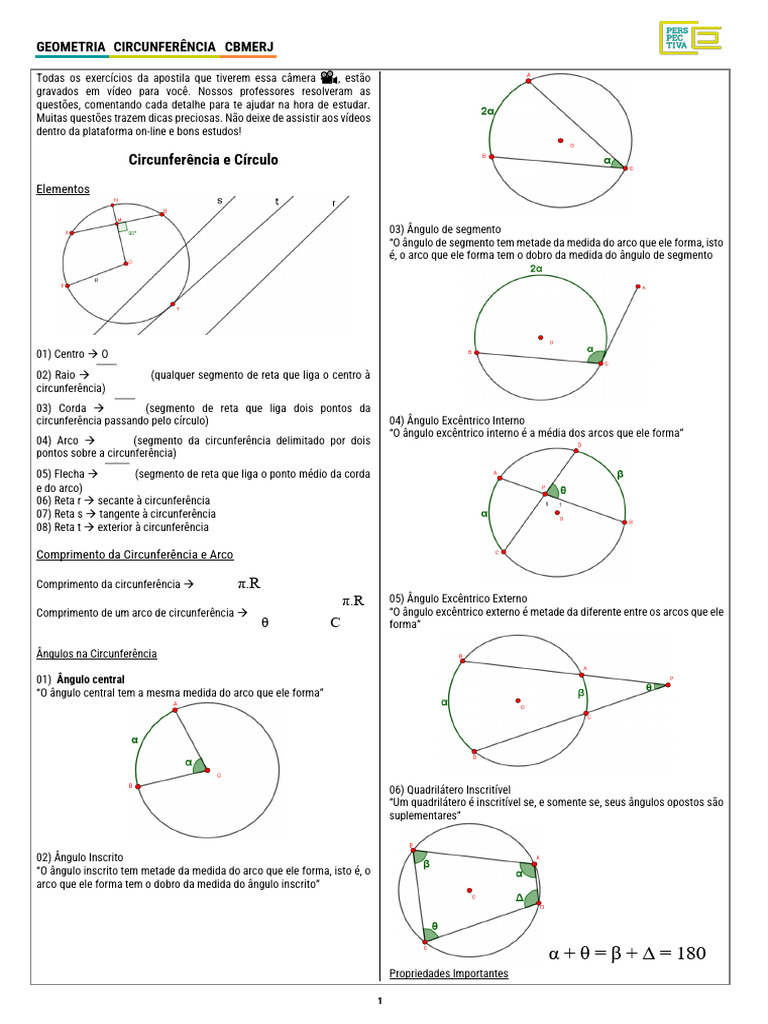 Geometria - Mód. 08 - Circunferência | PDF | Círculo | Curva