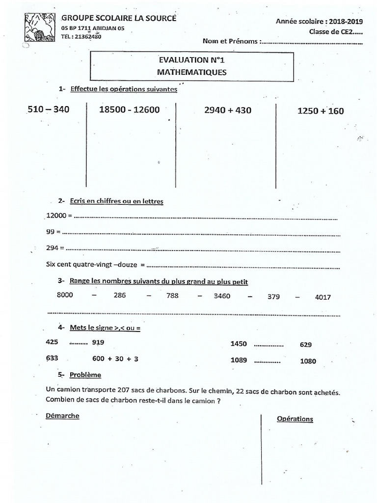 Exercice de Mathématiques Du 23 Mars 2020 CE2 | PDF