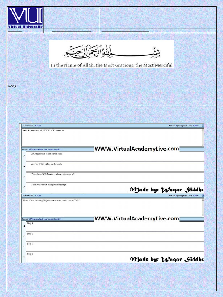 CS401 Orignal Solved Final Term Papers Made by Waqar Siddhu 7 | PDF