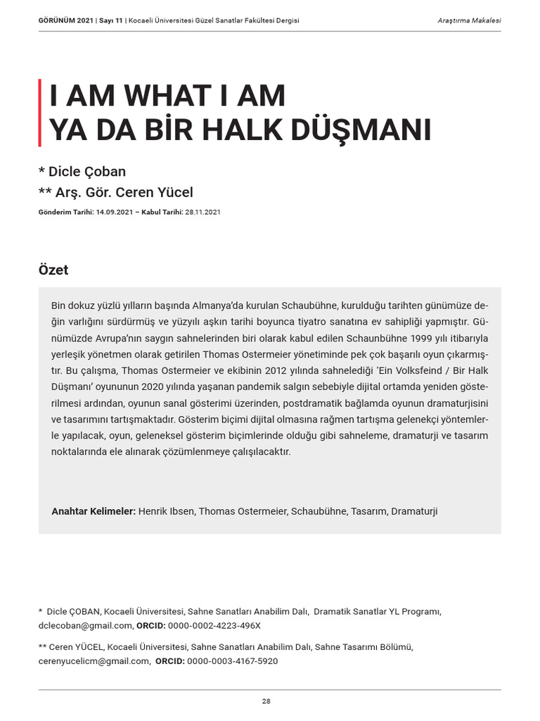 I Am What I Am Ya Da Bi R Halk Dusmani | PDF
