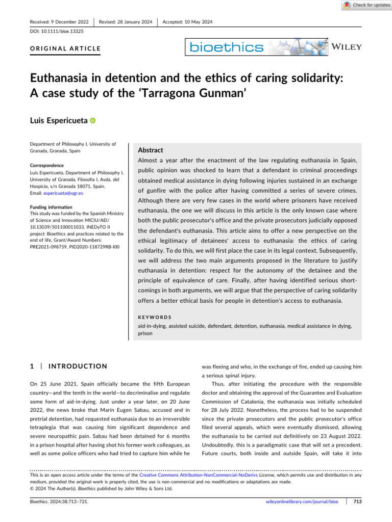 Euthanasia Ethics in Detention Case Study | PDF | Autonomy | Detention ...