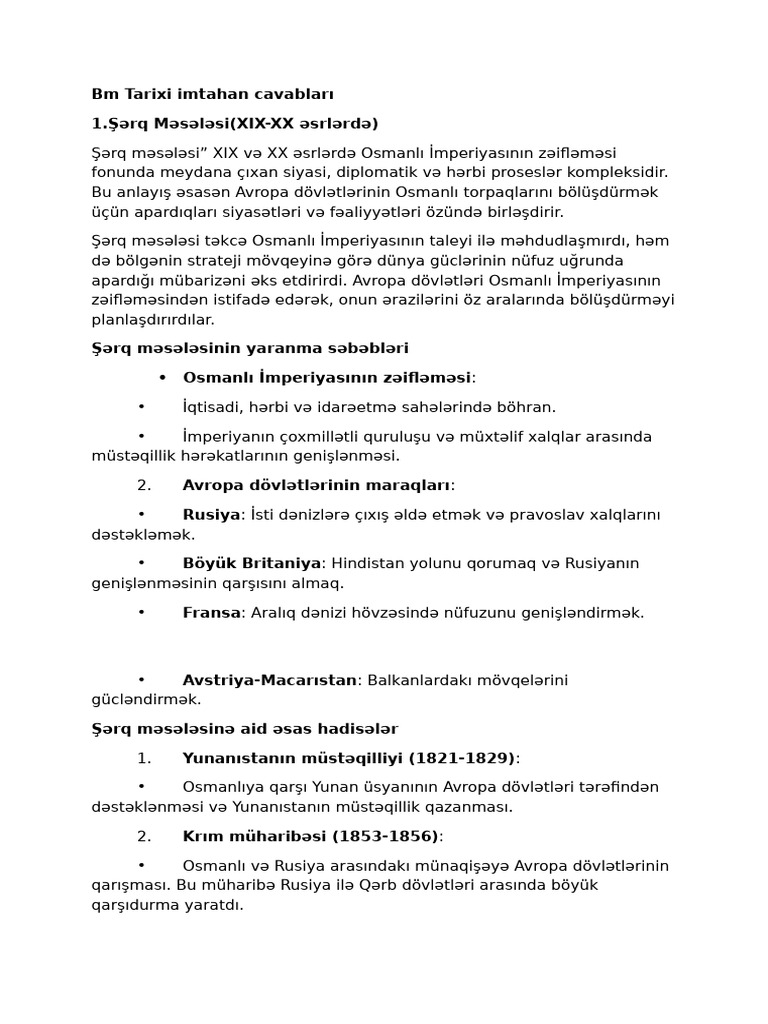 BM Tarixi Cavablar | PDF