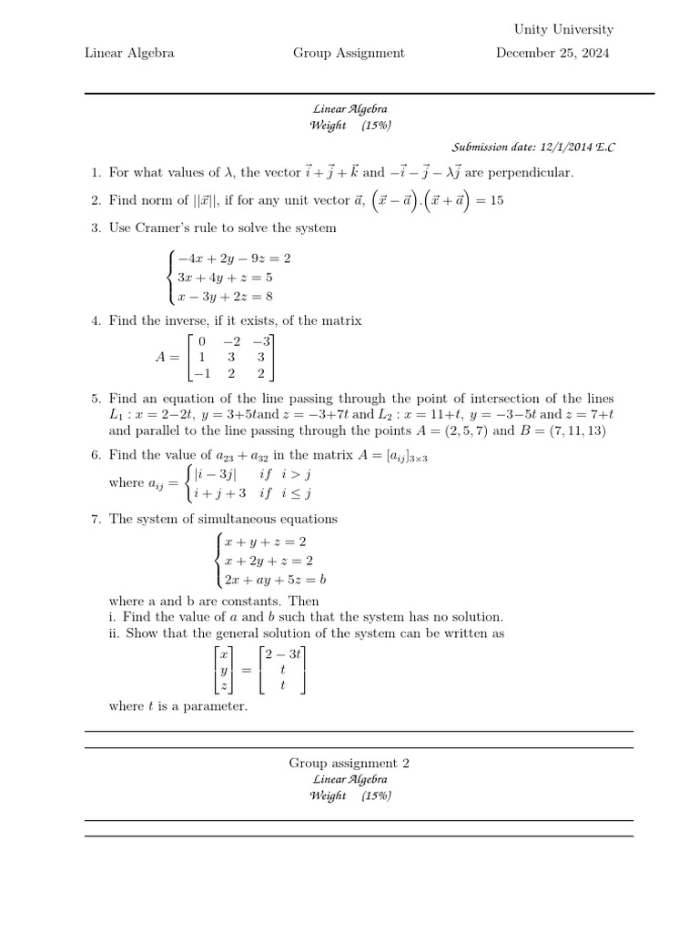 Linear Algebra Group algebra | PDF