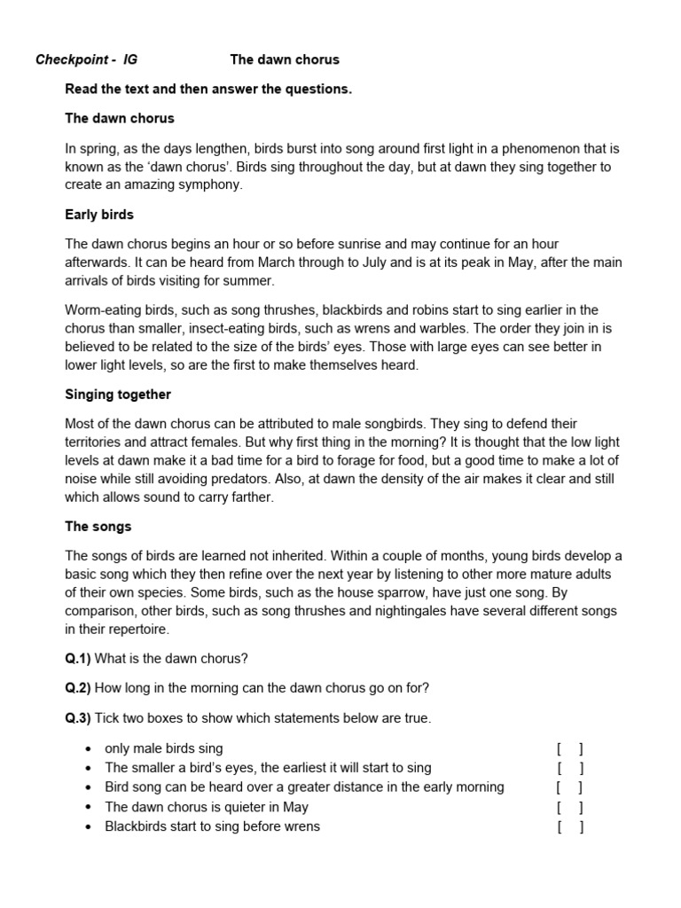 Understanding the Dawn Chorus | PDF | Ornithology | Birds