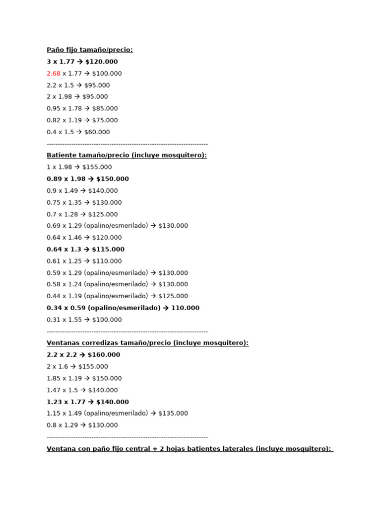 Paño Fijo Tamaño | PDF