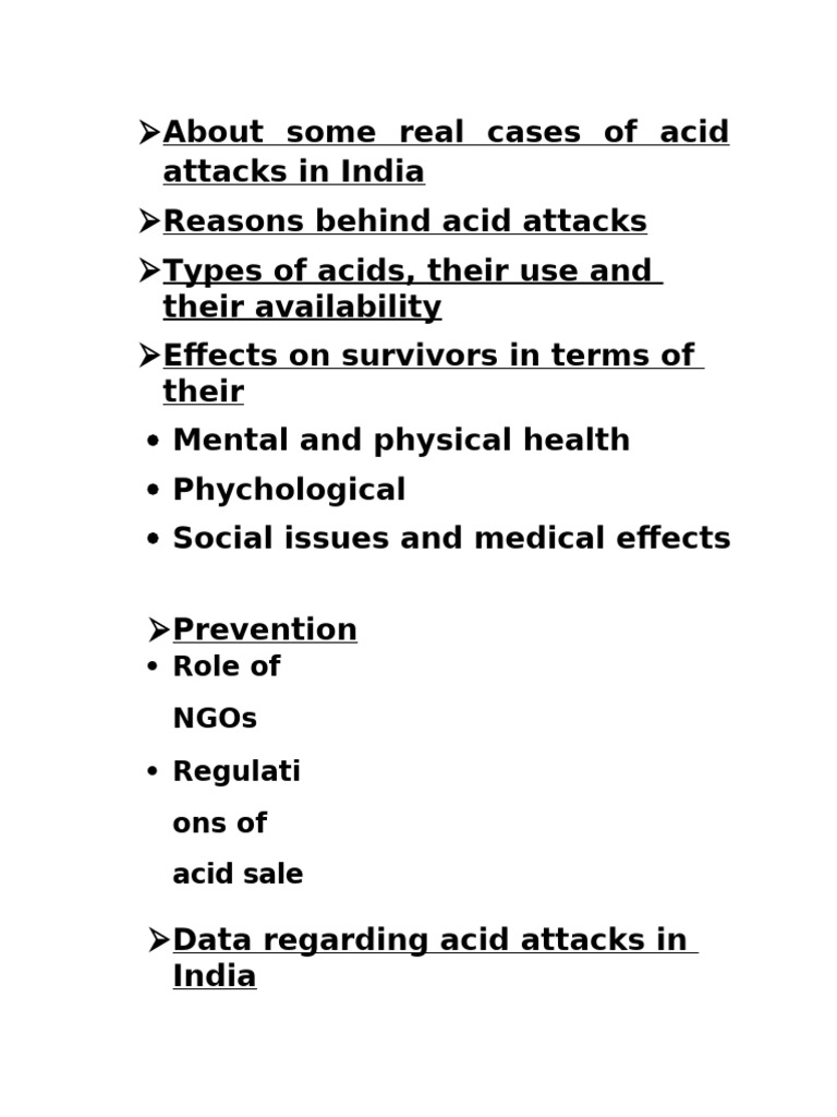About Some Real Cases of Acid Attacks in India | PDF