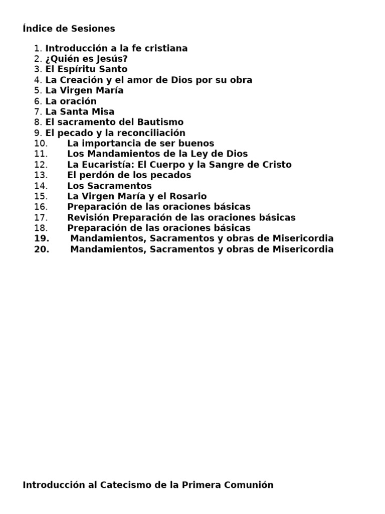 Catecismo Primera Comunión Niños | PDF | Oración | eucaristía